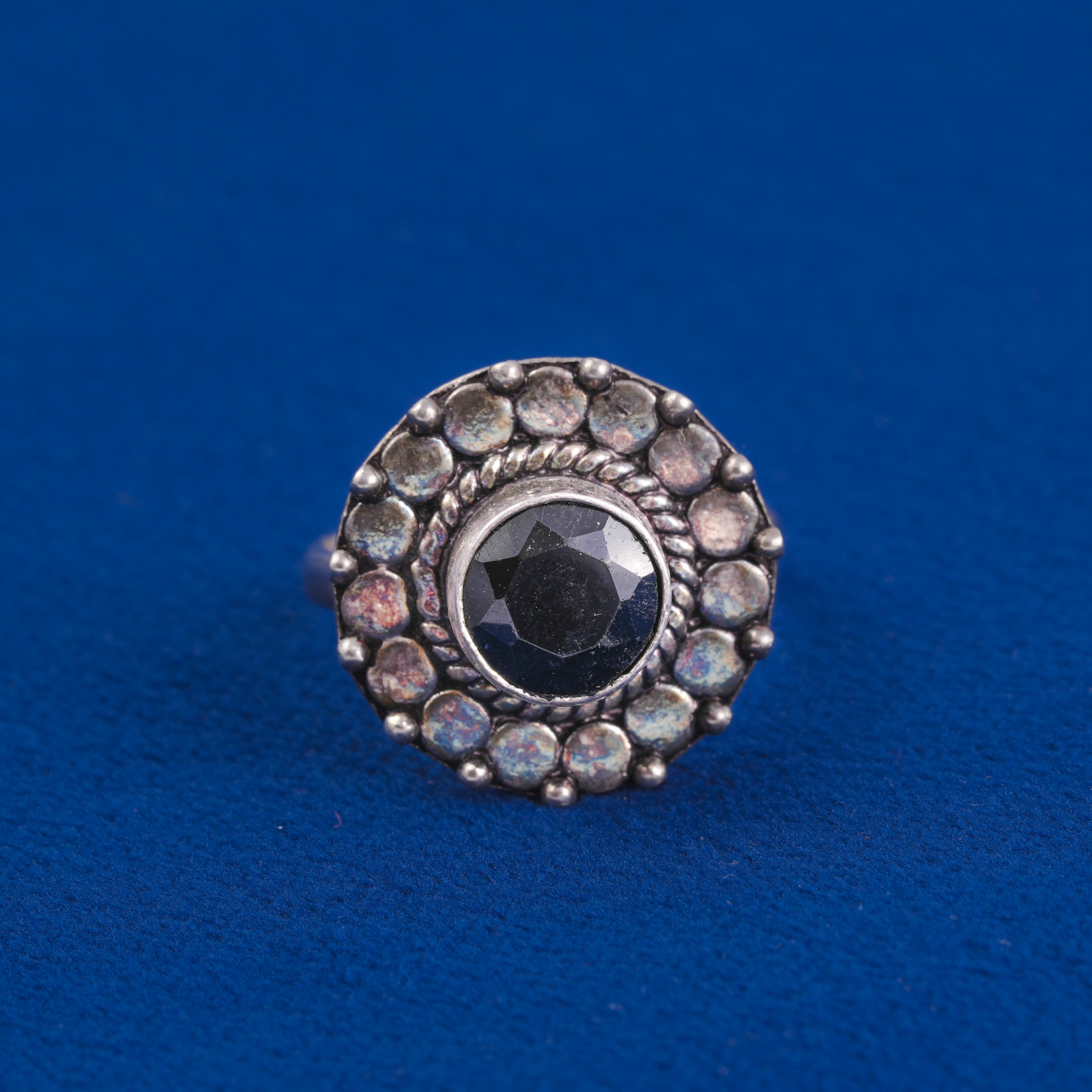 VINTAGE-STYLE STERLING SILVER BLACK ONYX & OPAL CLUSTER RING - Hira ...