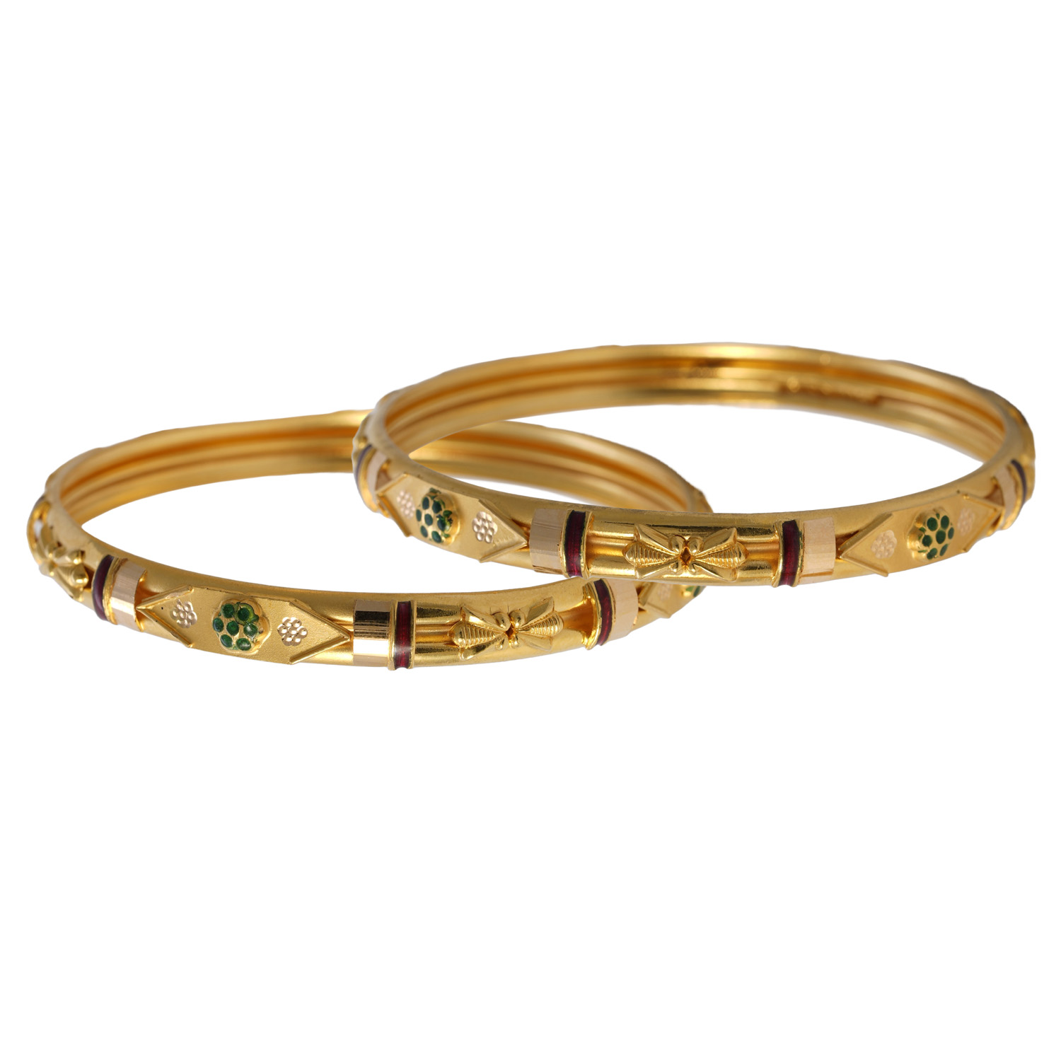 Hira Panna 22k Exclusive Gold Traditional Bangle - Hira Panna Jewellers