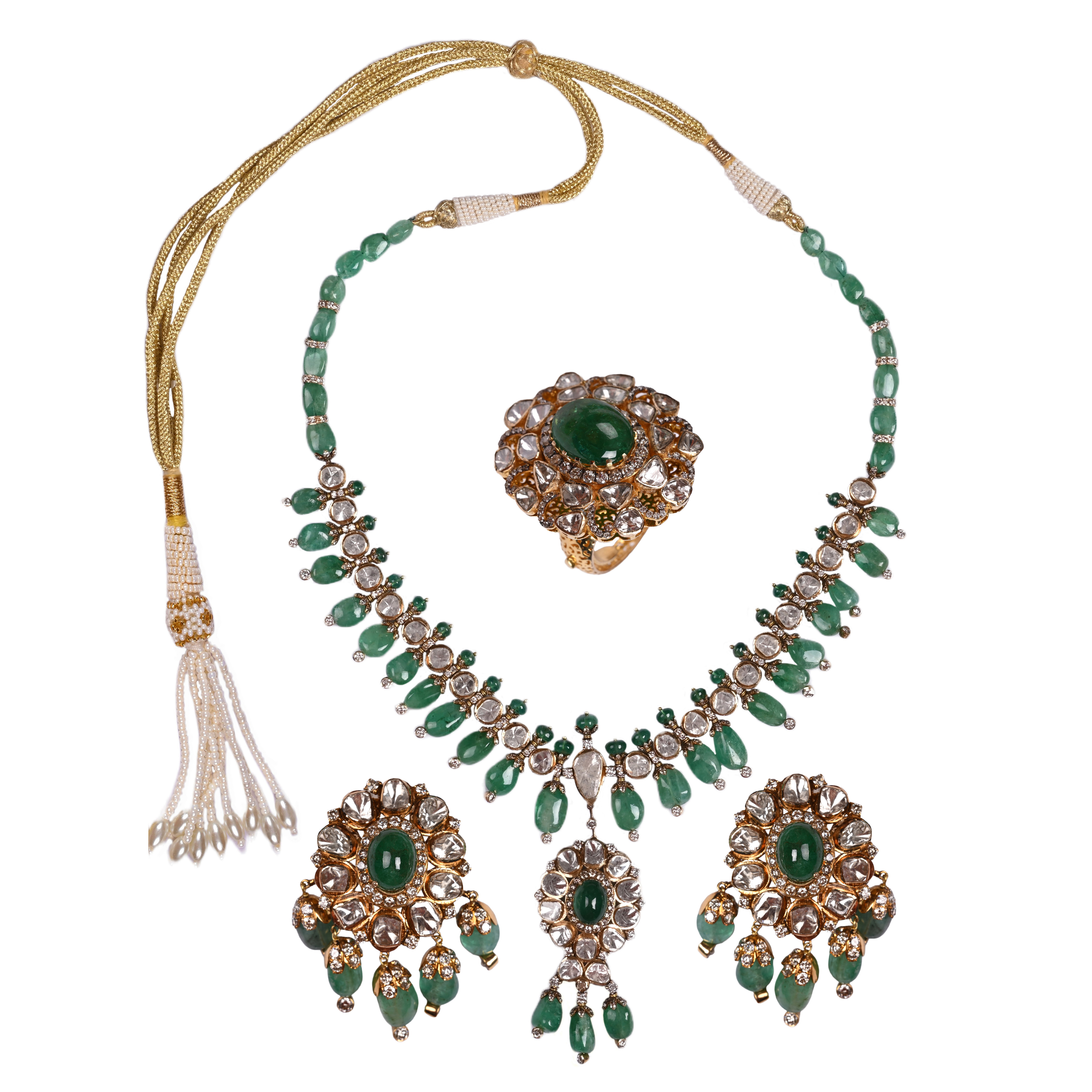 Hira Panna 18k Diamond Polki Set For Party & Wedding Wear - Hira Panna ...